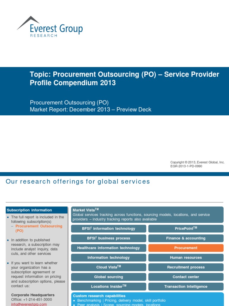 PO Service Provider Profile Compendium | PDF | Procurement | Outsourcing