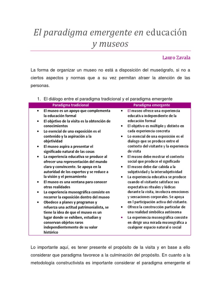 El Paradigma Emergente en Educación y Museos | PDF | Museo | Paradigma