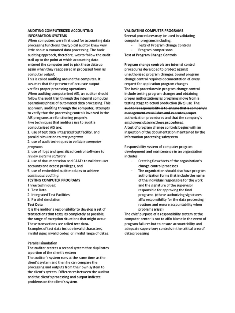 Auditing Computerized Ais | PDF | Audit | Computer Program