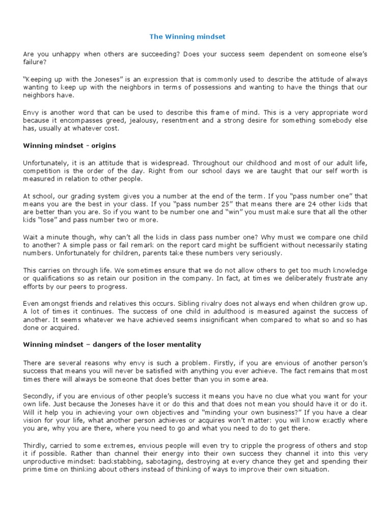 The Winning Mindset | PDF | Psychological Concepts | Psychology