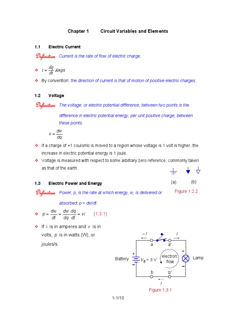 Chapter 1 Circuit Variables and Elements | PDF | Inductor | Electric ...