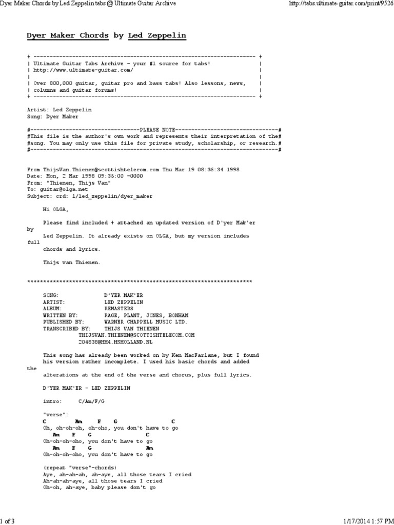 Led Zeppelin Guitar Chords