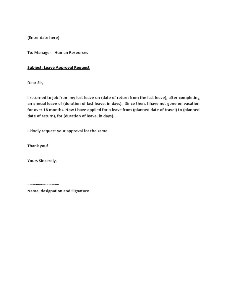 Leave Approval Request Template | PDF | Business | Finance & Money ...