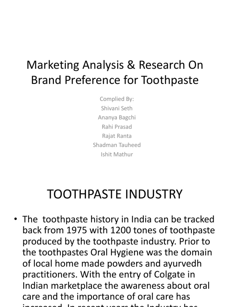 Marketing Analysis & Research On Brand Preference For Toothpaste | PDF ...