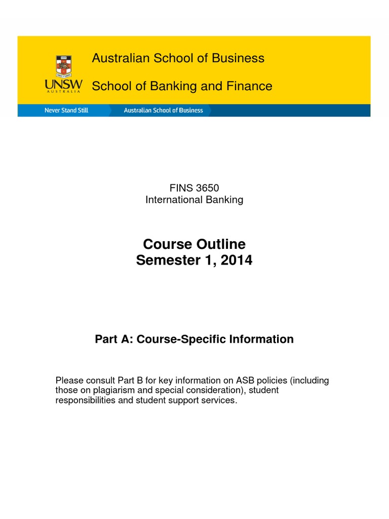 UNSW FINS3650 Course Outline | PDF | Test (Assessment) | Critical Thinking