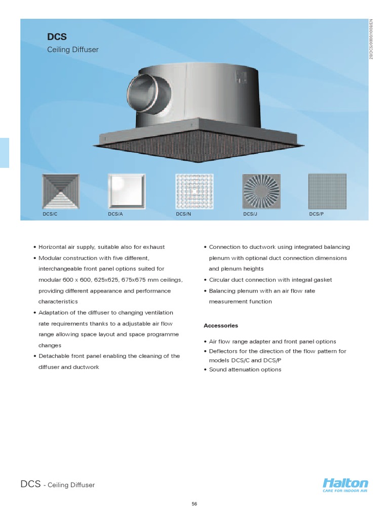 Ceiling Diffusers (Halton) | PDF | Duct (Flow) | Jet Engine