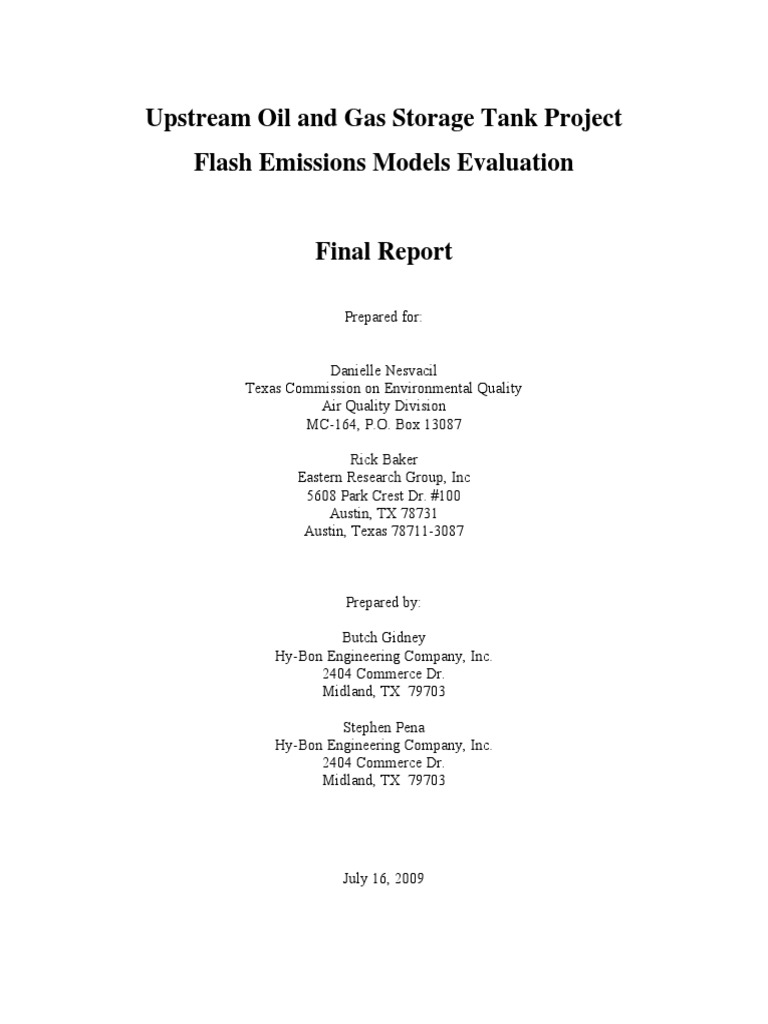 TCEQ Final Report Oil Gas Storage Tank Project | PDF | Barrel (Unit ...