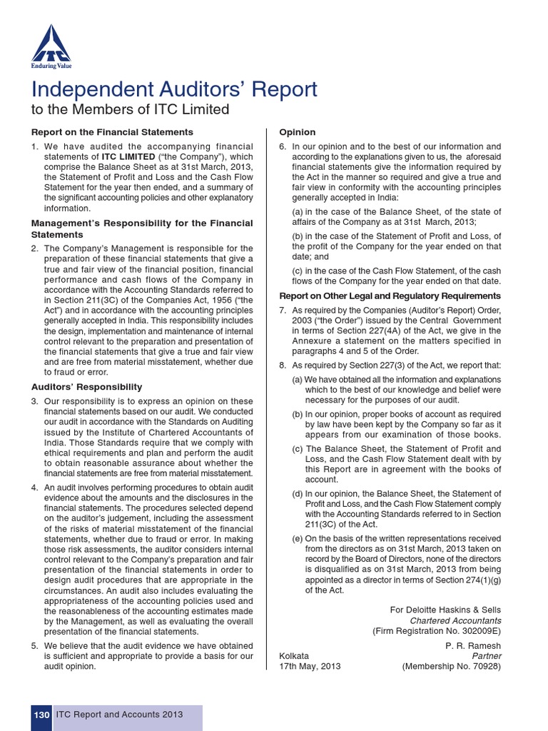 ITC Report of Auditors | PDF | Audit | Auditor's Report