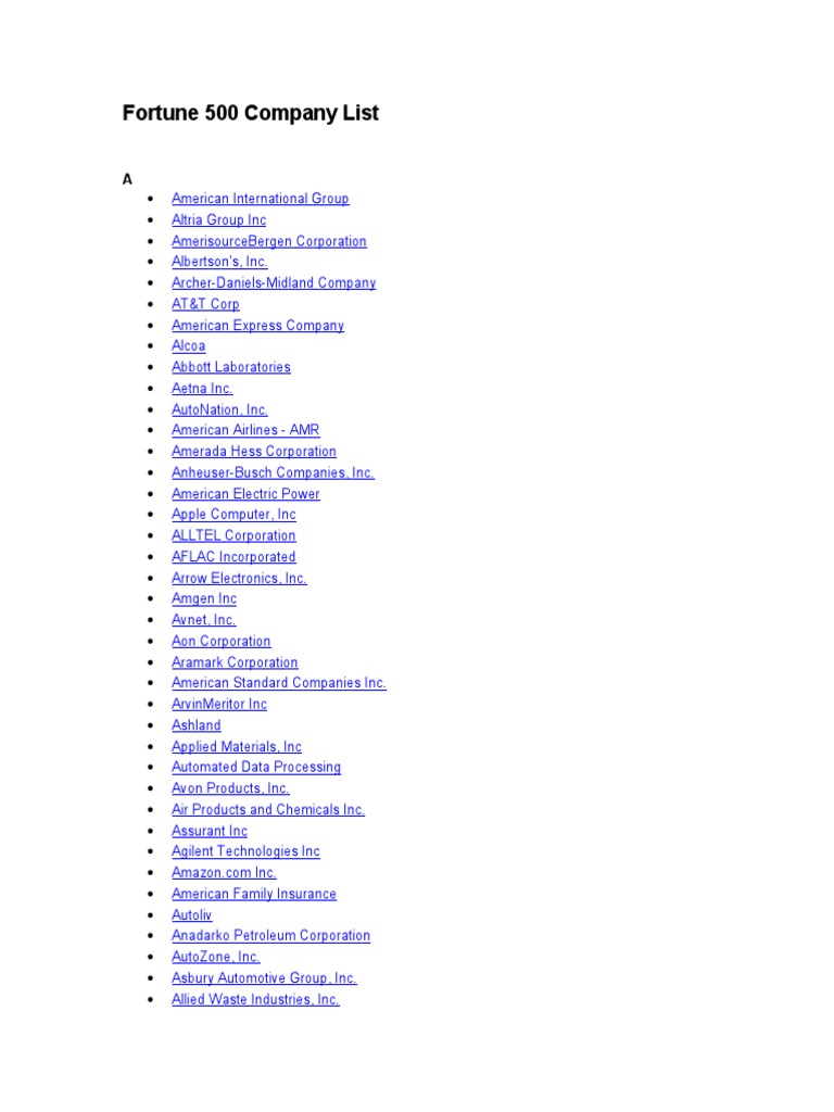 Fortune 500 Company List | PDF