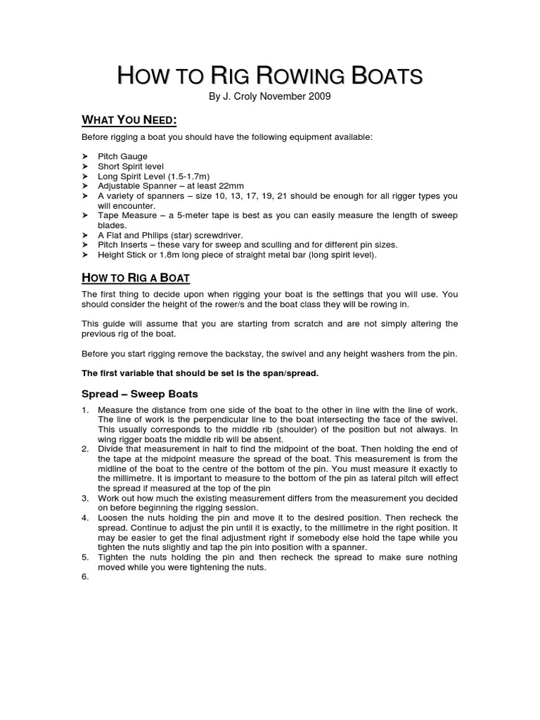 How To Rig Rowing Boats | Download Free PDF | Rowing (Sport) | Rowing