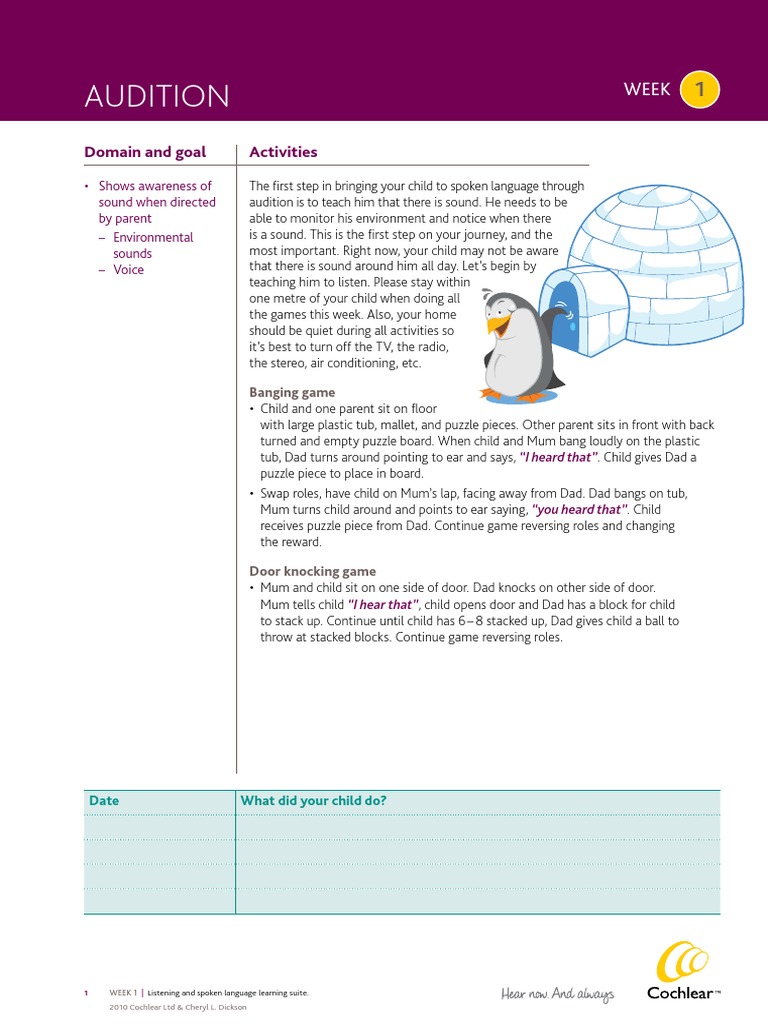 Auditory Activities for Infants | PDF | Singing | Hearing Loss