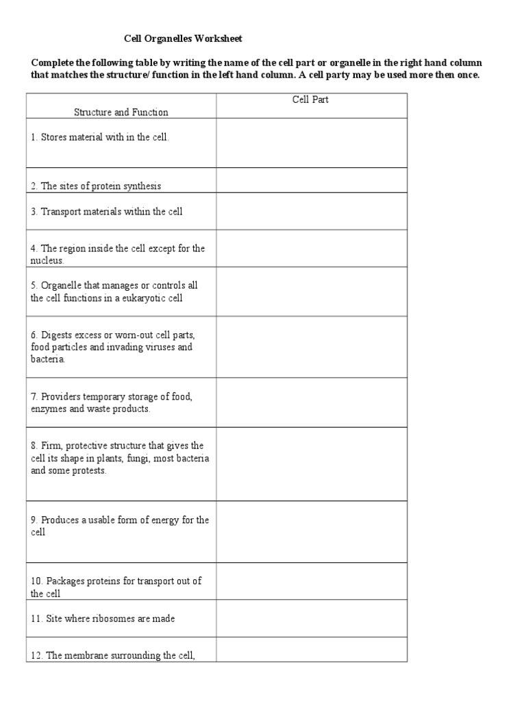 Cell Organelles for Students | PDF