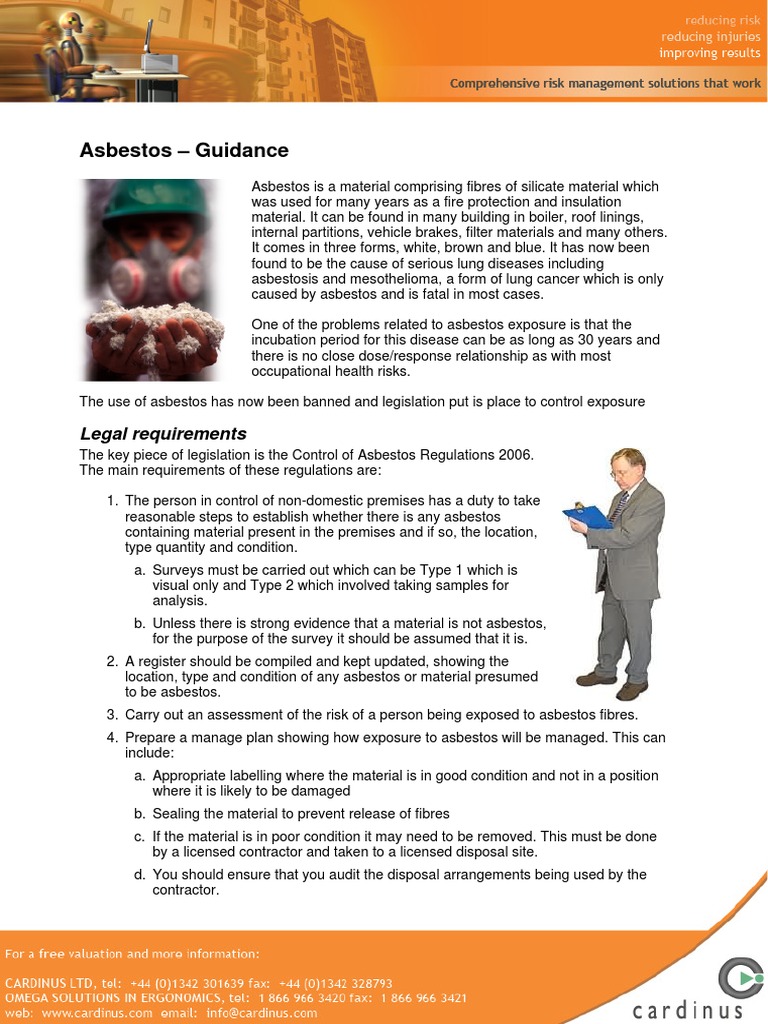 Asbestos - Guidance: Legal Requirements | PDF