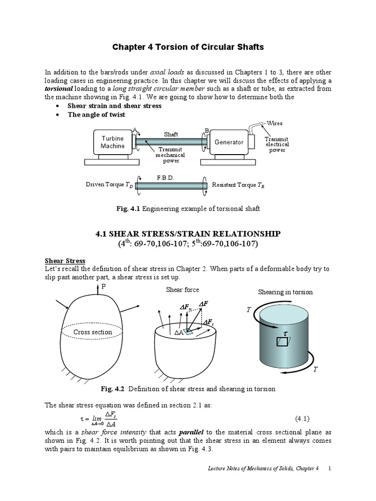 Torsion of Circular Shafts | PDF | Stress (Mechanics) | Deformation ...