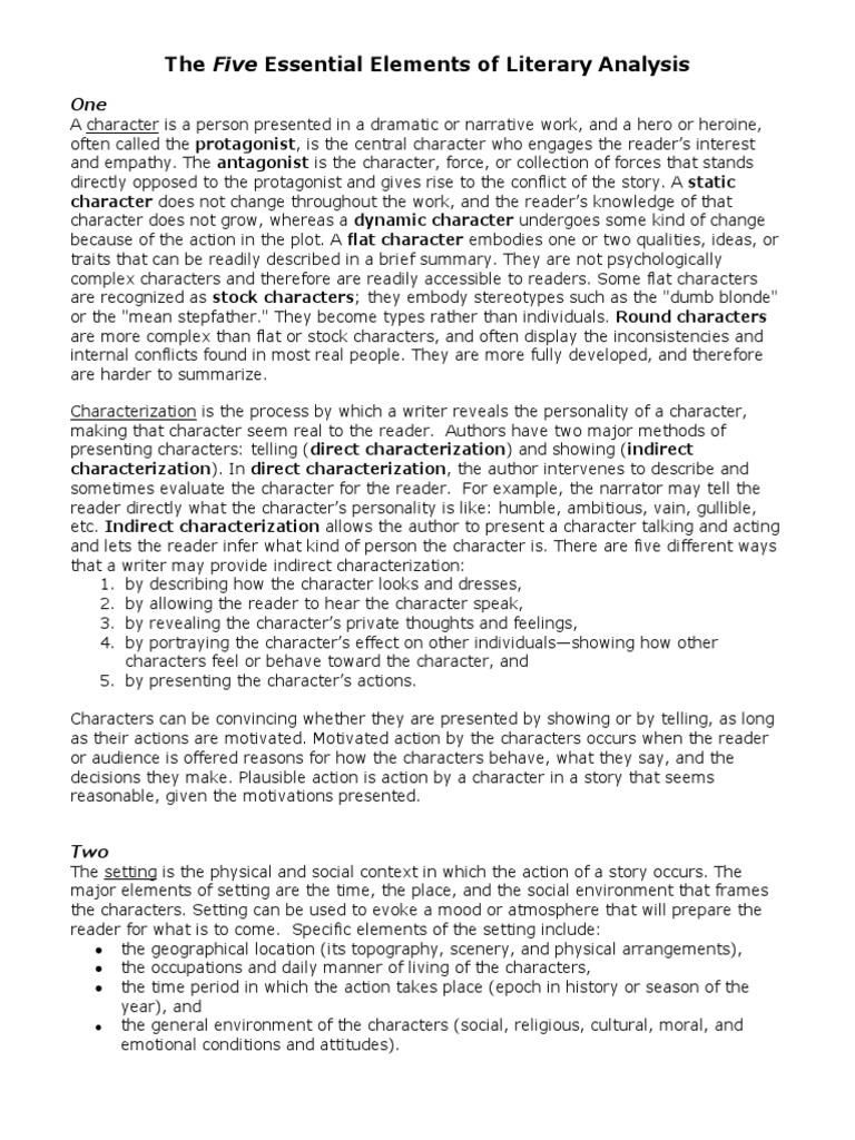 Literary Analysis Basics | PDF | Narration | Plot (Narrative)