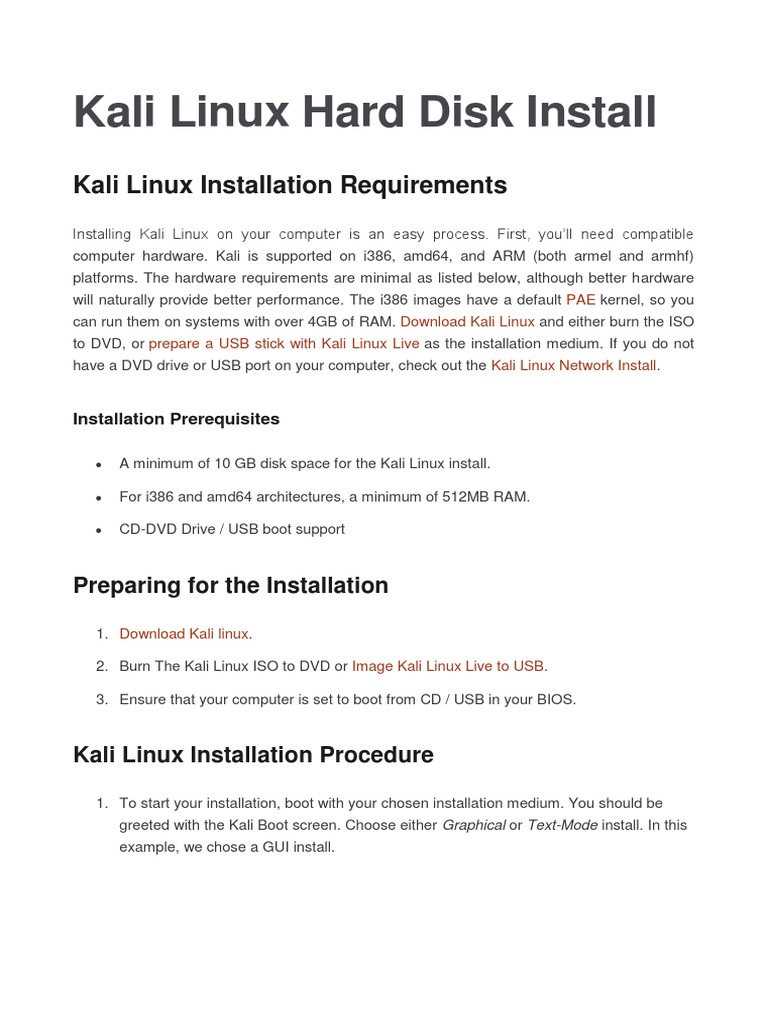 Kali Linux Hard Disk Install | PDF | Installation (Computer Programs ...