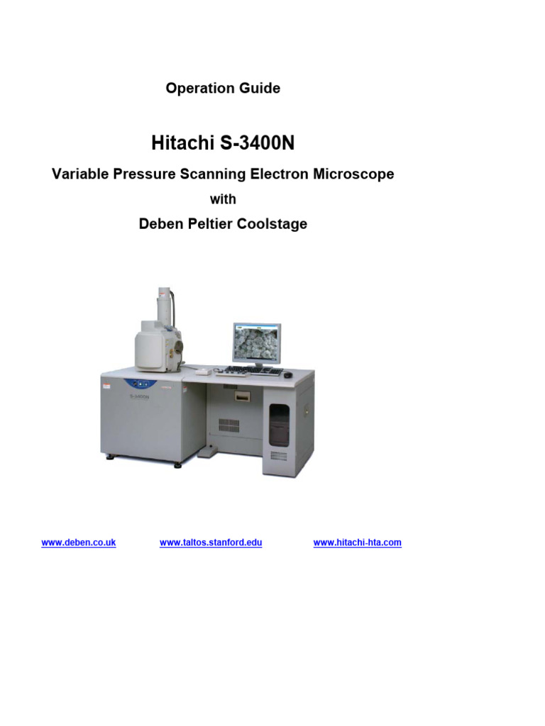 Hitachi Man 3400n | PDF | Scanning Electron Microscope | Electron Microscope