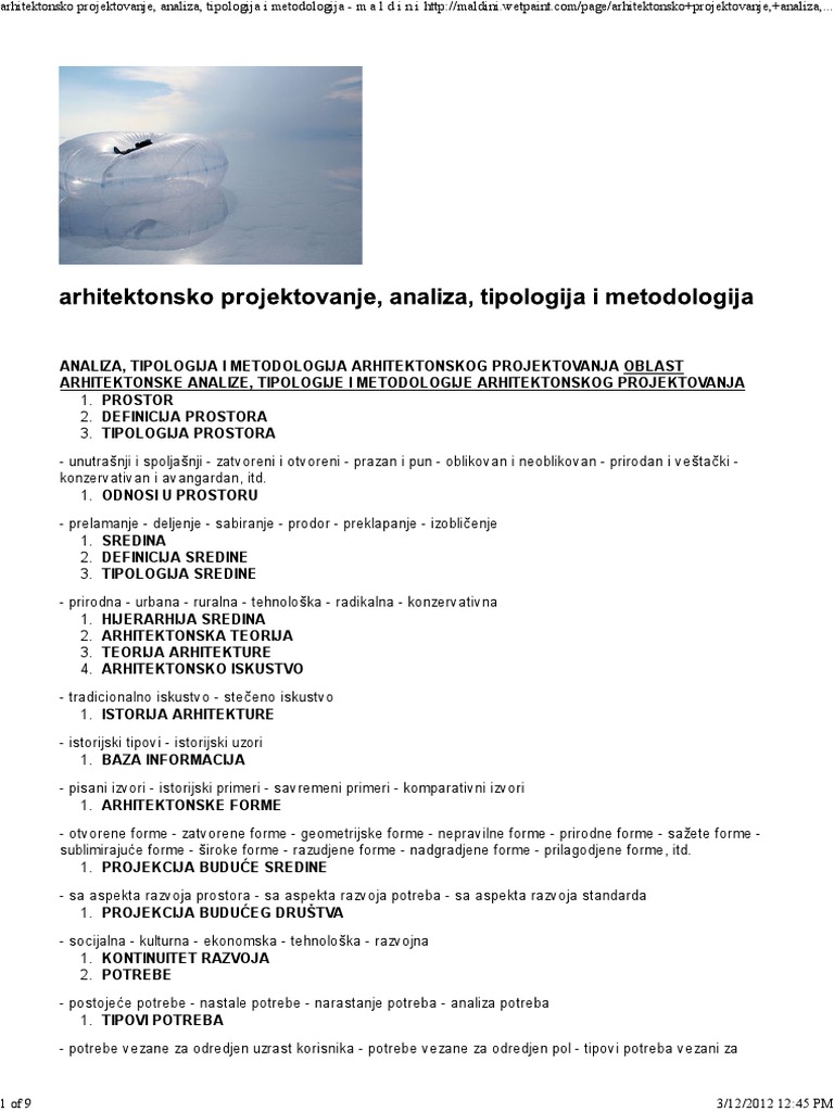 Arhitektonsko Projektovanje, Analiza, Tipologija I Metodologija - M A L D I N I | PDF