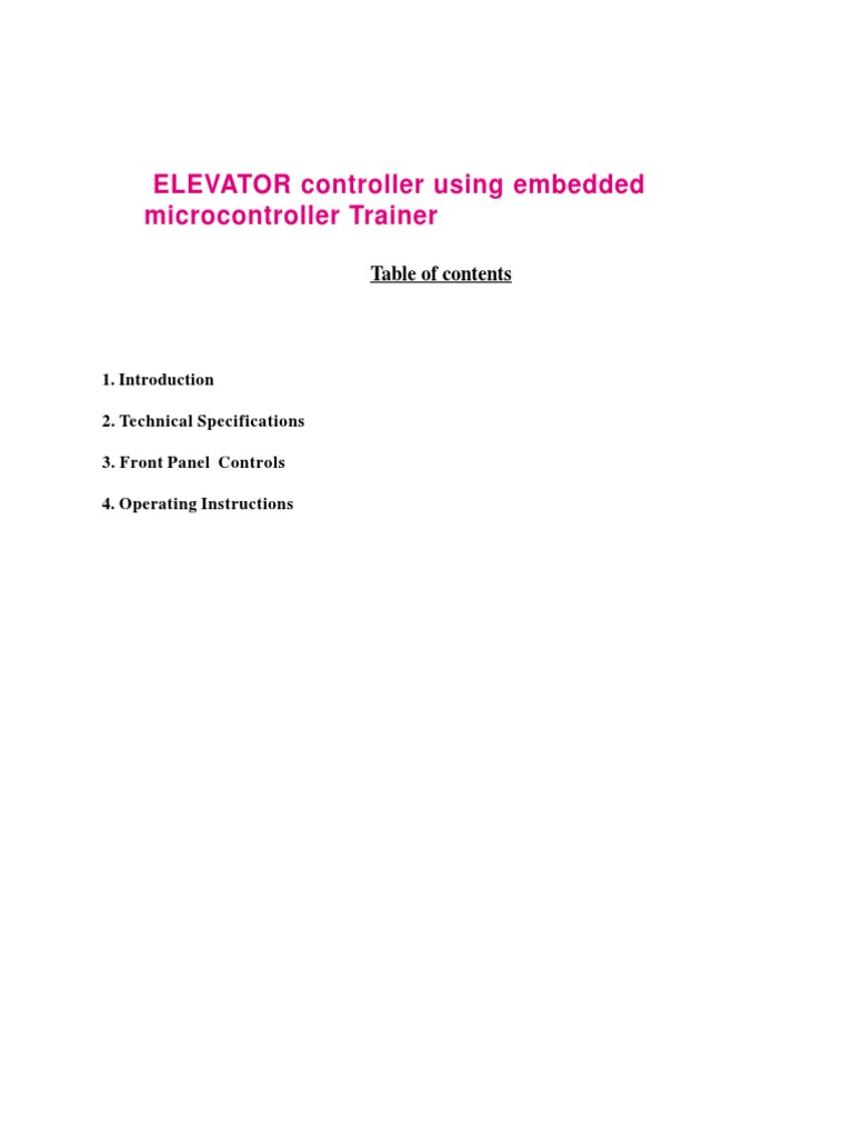 Elevator MANUAL | PDF | Microcontroller | Digital Technology