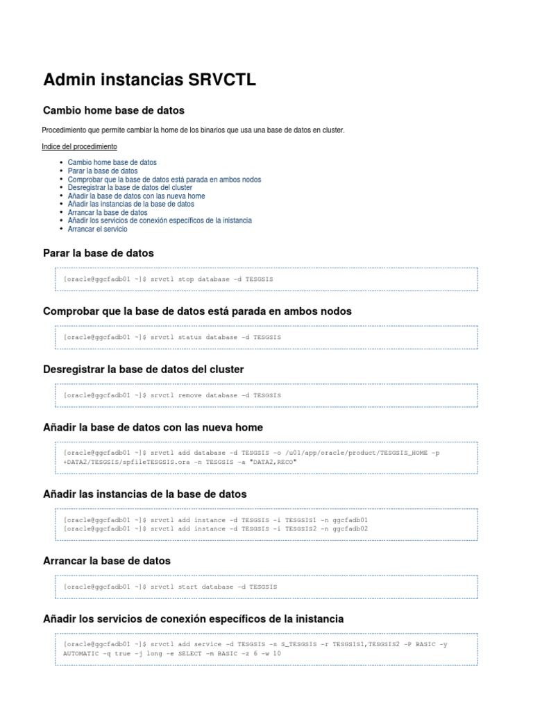 Oracle RAC - SRVCTL Administration | PDF | Tecnologías de la información | Ciencias de la ...