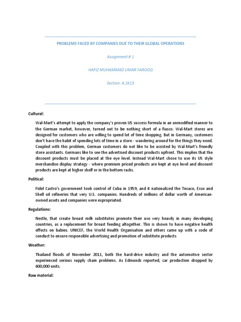 Globalization Issues Faced By Multinational Companies While Operating