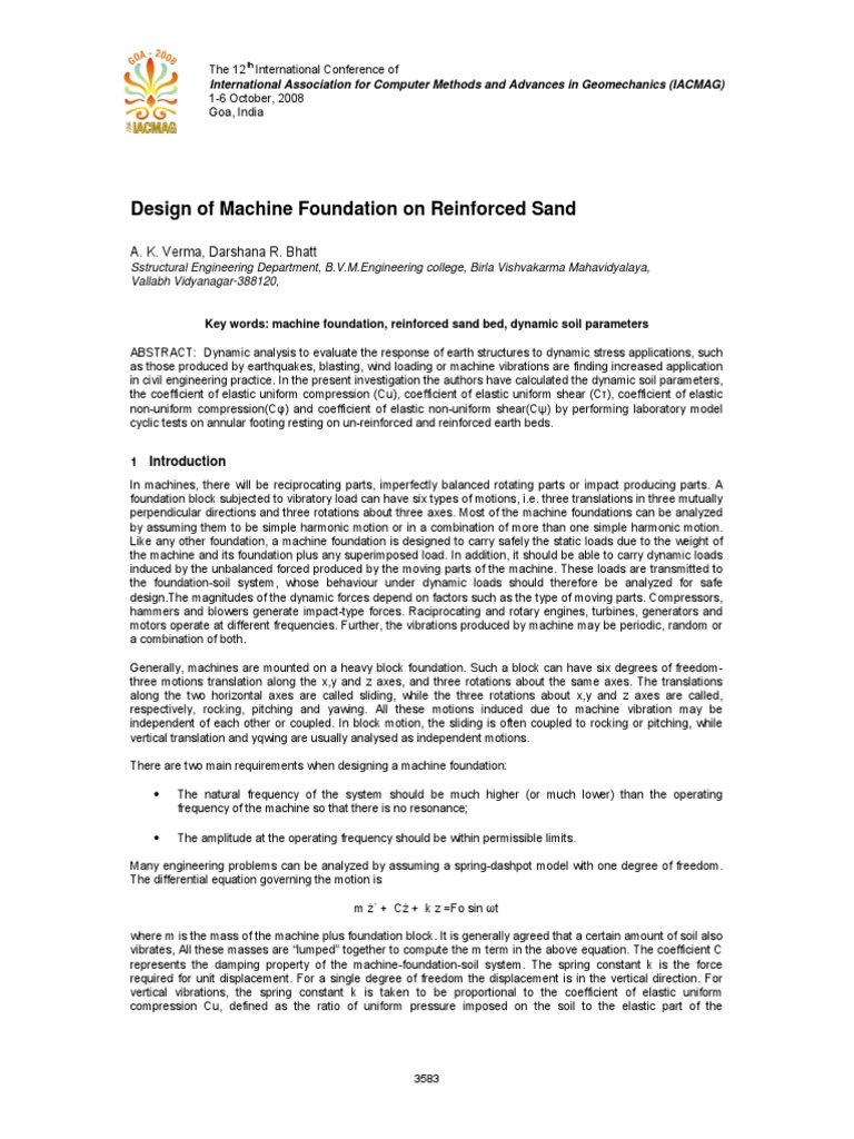 Design of Machine Foundation On Reinforced Sand | PDF | Mechanical ...