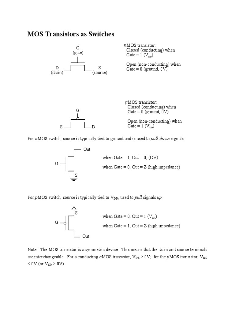 CMOS Inverter and MOS Transistor Basics | PDF