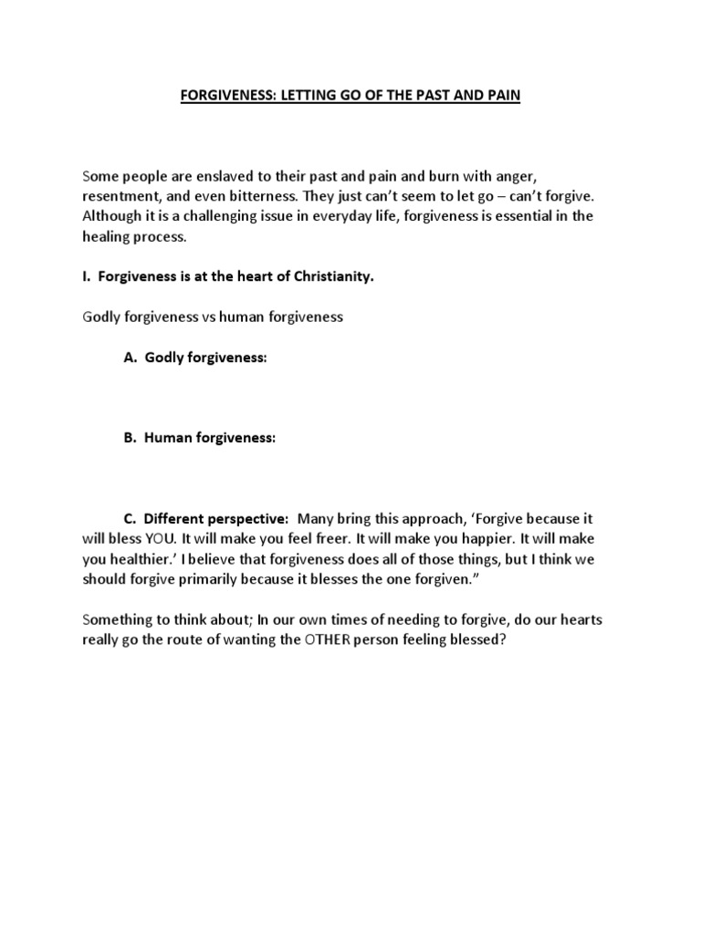 Forgiveness - Letting Go of the Past and Pain - Outline | Forgiveness ...