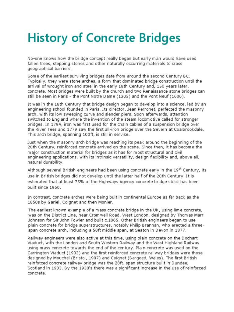 Evolution of Concrete Bridge Design | PDF | Bridge | Concrete