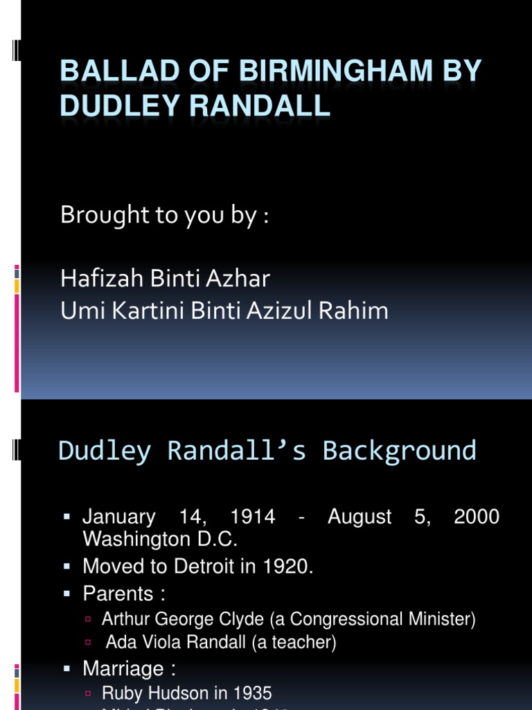 Ballad of Birmingham by Dudley Randall | PDF | Poetry