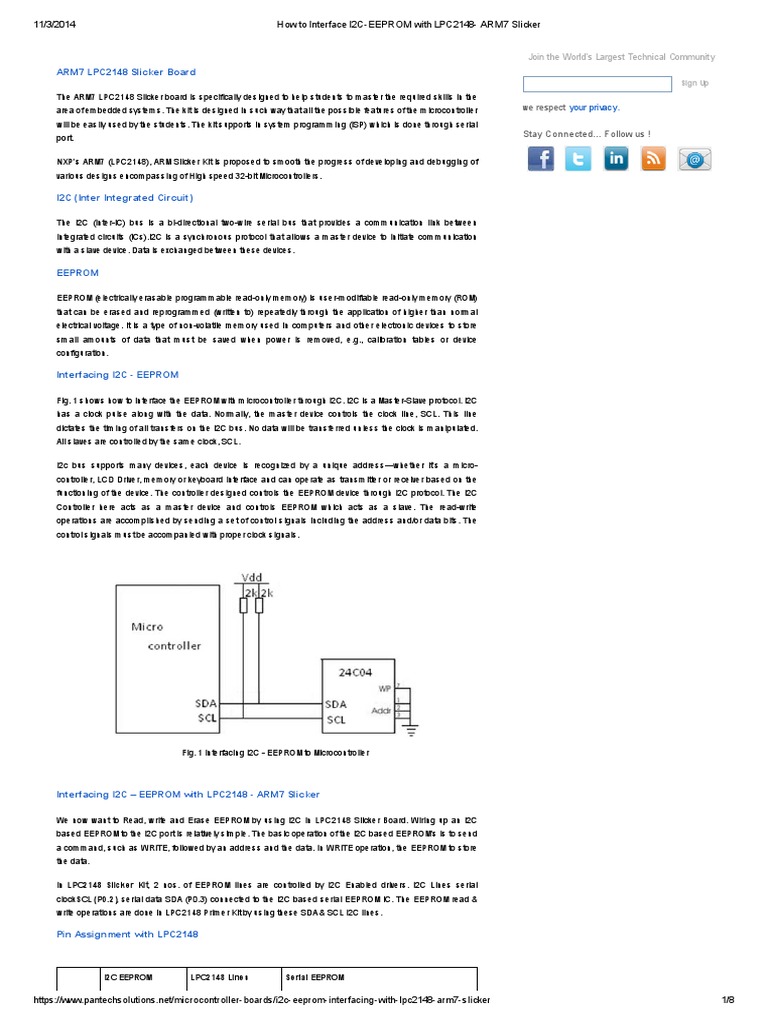How To Interface I2c Eeprom With Lpc2148 Arm7 Slicker Pdf Read Only Memory Microcontroller