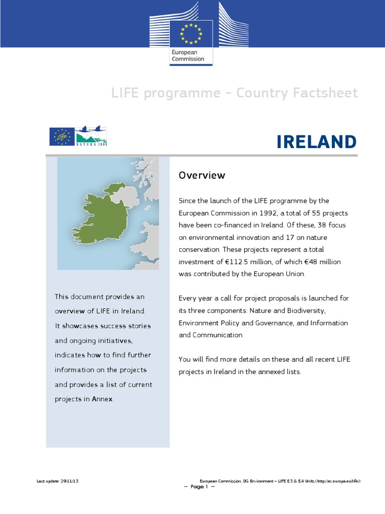Ireland: LIFE Programme - Country Factsheet | PDF | Natural Environment ...