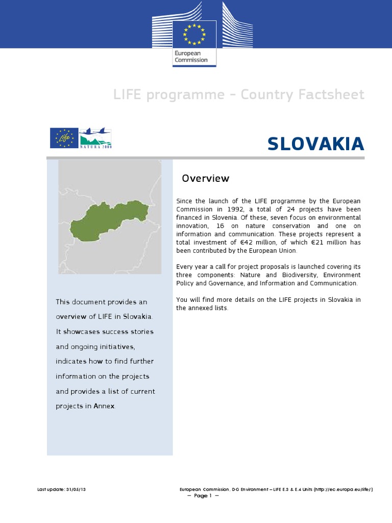 Slovakia: LIFE Programme - Country Factsheet | PDF | Environmental ...