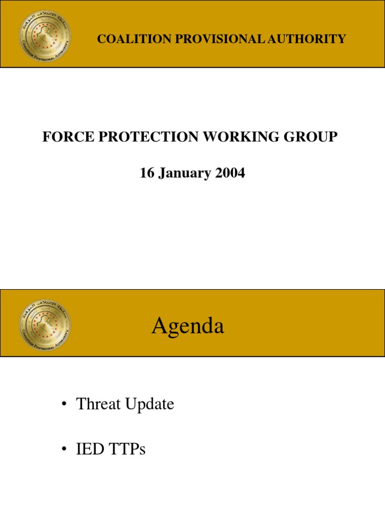 Force Protection Working Group 16 January 2004: Coalition Provisional ...