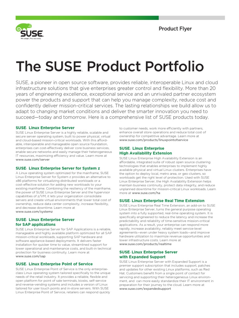 SUSE Product Flyer | PDF | Cloud Computing | Linux