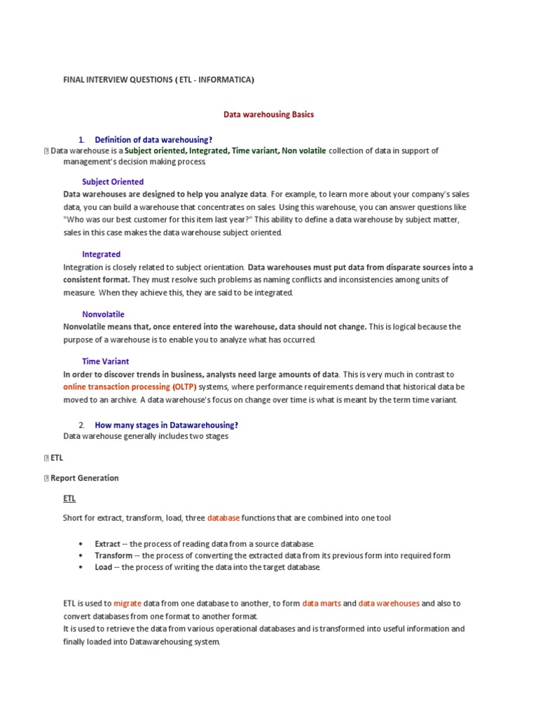 Informatica FAQs | PDF | Data Warehouse | Data Model
