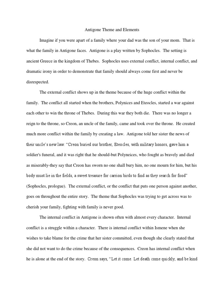 Antigone Theme and Elements | PDF | Sophocles | Boeotian Mythology