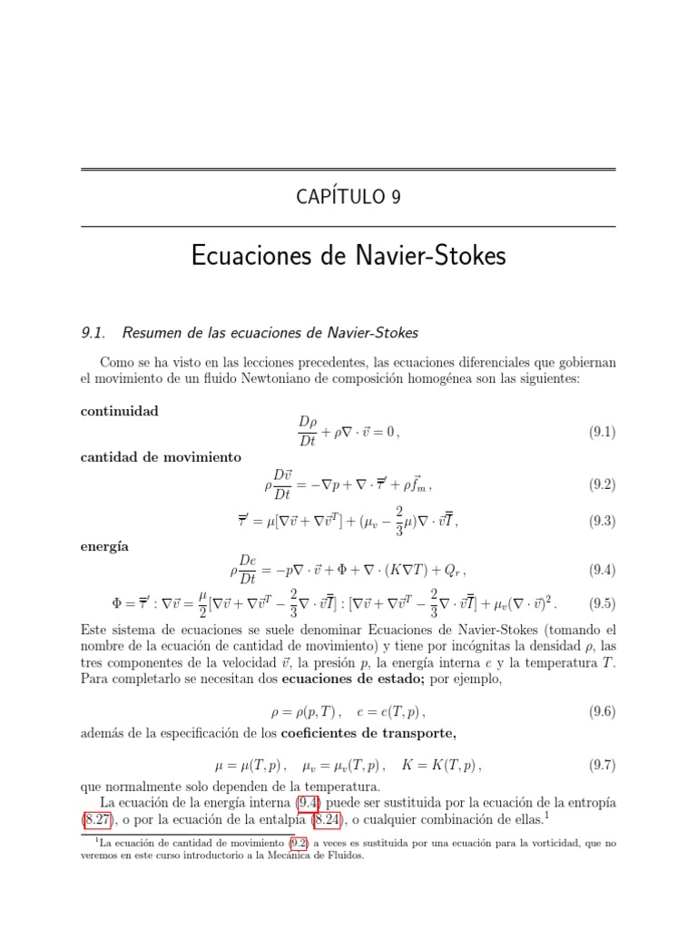 9 Ecuacion de Navier-Stokes | PDF | Ecuaciones de Navier-Stokes ...