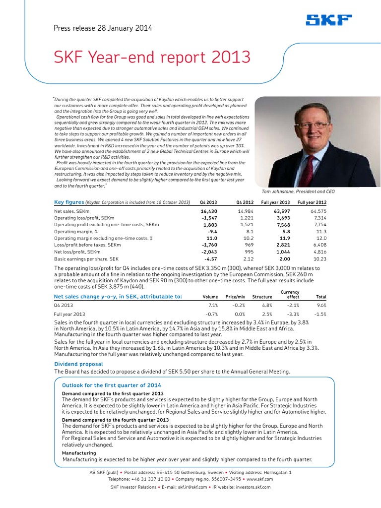 Annual Repport SKF | PDF | Income Statement | International Financial ...