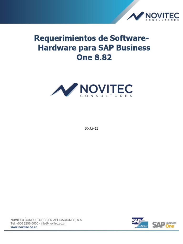 Requerimientos de Software-Hardware para Sap Business One 8.8 v3.0 ...