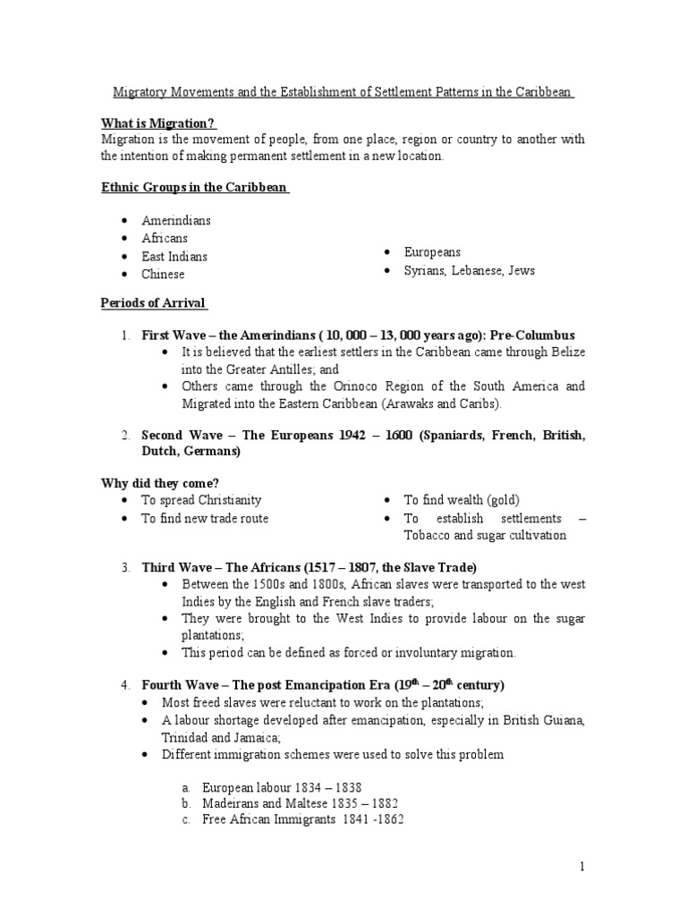 Migratory Movements and The Establishment of Settlement Patterns in The ...