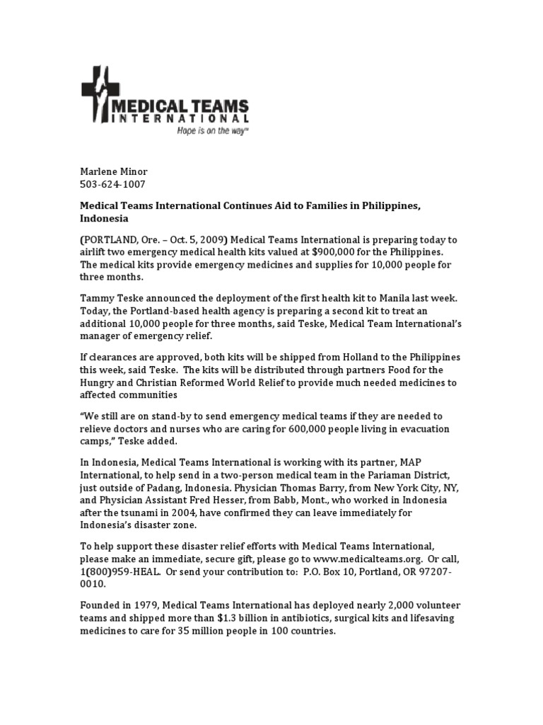 MTI - Medical Teams International Continues Aid To Families in ...