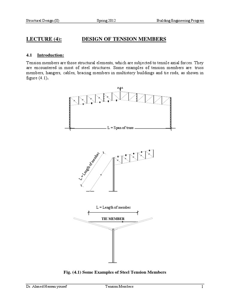 Design Principles for Tension Members | PDF | Truss | Tension (Physics)