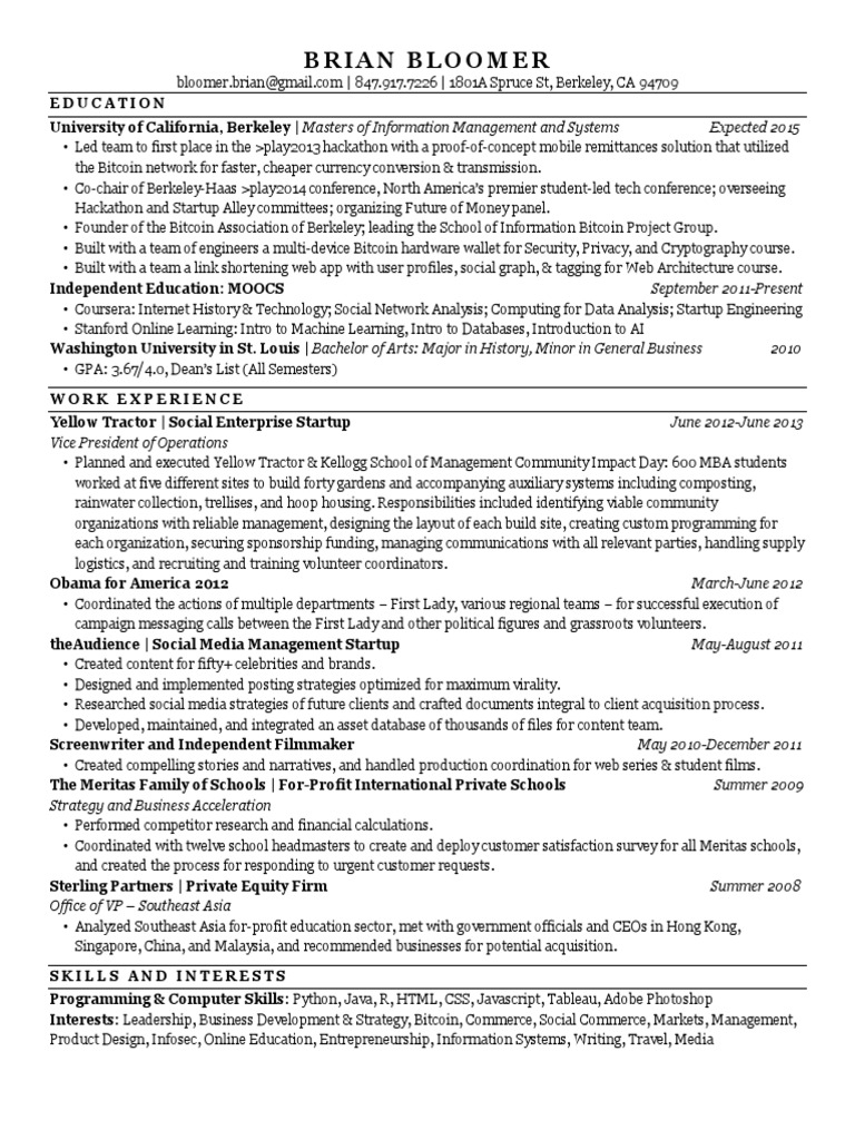 Brian Bloomer: September 2011-Present | PDF | Bitcoin | World Wide Web