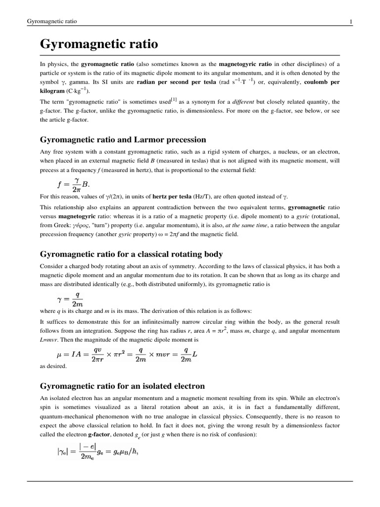 Gyromagnetic ratio Wiki | Particle Physics | Theoretical Physics