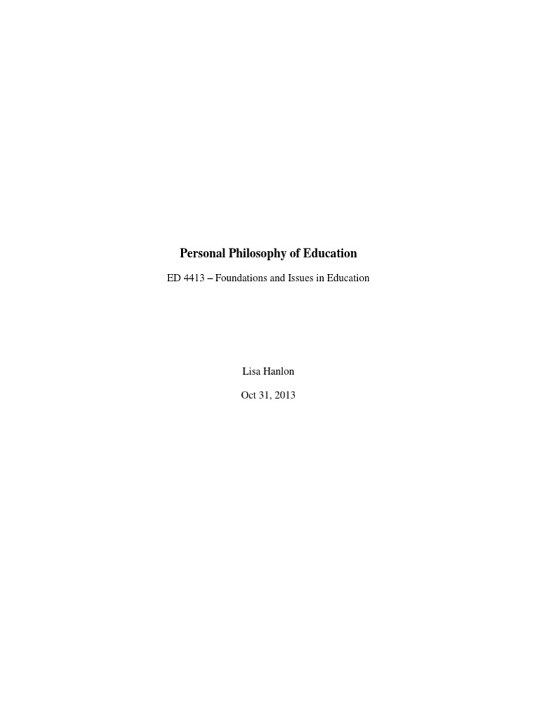 Personal Philosophy of Education | PDF | Philosophy Of Education | Teachers