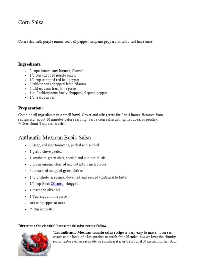 Salsa Recipes | PDF | Salsa (Sauce) | Chili Pepper