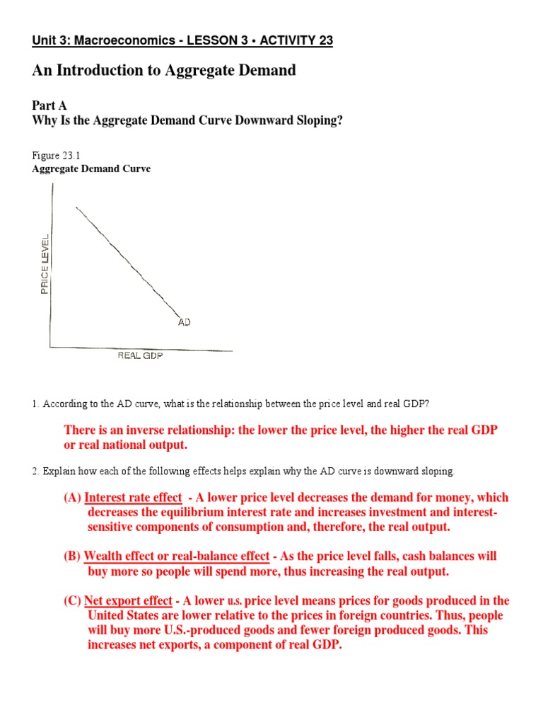 WKSHT Macro Unit3 Lesson3 Act23 Key | PDF | Aggregate Demand | Supply And Demand