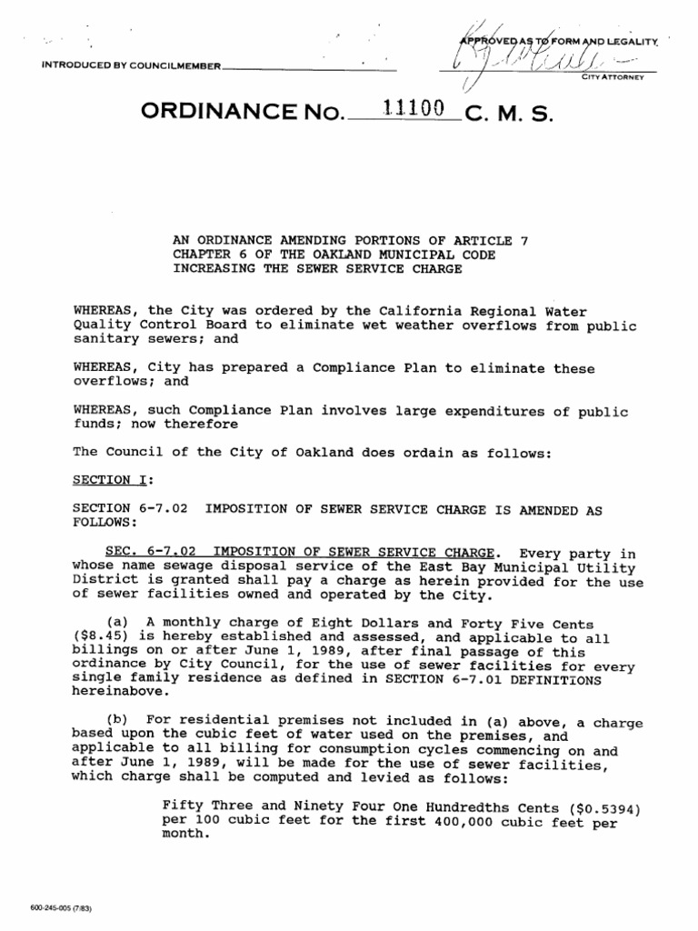 Ordinance: T JR' OR M | PDF | Sanitary Sewer | Sewage Treatment