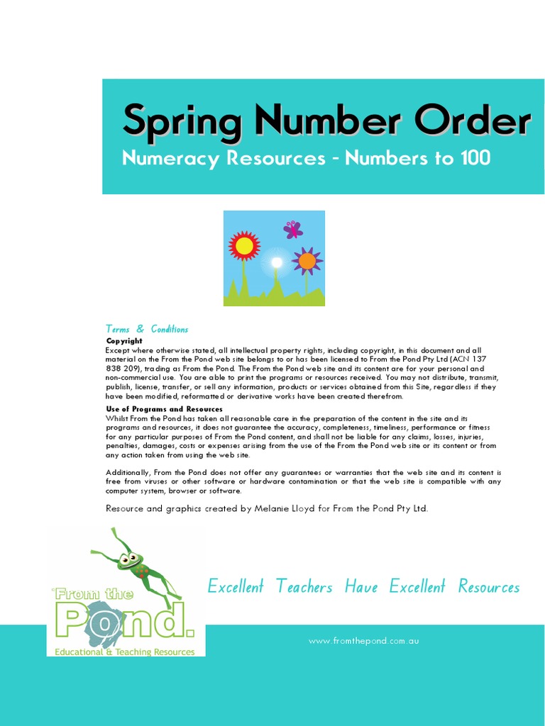 Spring Number Order Math Center Game Place Value | PDF | Copyright ...